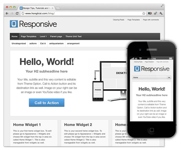 40+ Free Responsive WordPress Themes - Hongkiat