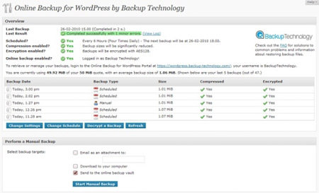 Wordpress Files and Database Backup Solutions - Best of